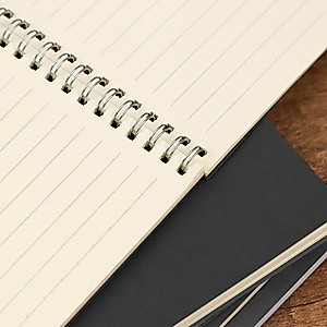 Ykimok Soft Black Cover Spiral Notebook, Notebooks College Ruled, Wirebound Memo Notepads Diary Notebook Planner with Unlined Paper, 100 Pages, 50 Sheets, 7.48 x 5.11 Inch