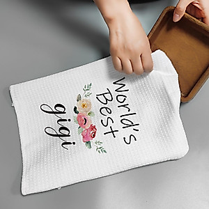 ZWZXR World's Best Gigi Kitchen Towels Dish Towels Dishcloth,Gigi Grandma Appreciation Decorative Absorbent Drying Cloth Hand Towels Tea Towels for Bathroom Kitchen,Grandma Gigi Birthday Gifts