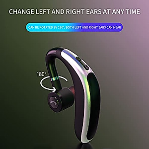 Qiopertar Wireless Bluetooth Headset 5.0 in Ear Wireless Car Driving Headset Single Handfr Ipx5 Waterproof Headset with Microphone Noise Canceling Deep Bass Stereo Sound for Travel Work