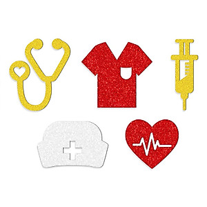 100Pcs Nurse Confetti, 2024 Nurse RN Graduation Confetti Red White Gold Congrats Nurse Party Decorations for 2024 Nurse Appreciation Week Medical RN Nursing School Nursing Day Nurses Graduated