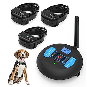 HEXIEDEN Wireless Electric Dog Fence,Pet Safe Rechargeable Waterproof Collar with Static Containment System,Adjustable Signal Range,Container Boundary for Small Medium Large Dog,for3dogs