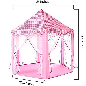 Sutekus Play Tent Girl's Dream Castle Princess Tent Children Pretend Play House for Indoor Outdoor Game (Pink)