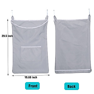 Over the Door Hanging Laundry Hamper, Laigoo Laundry Bag with 2 Hooks, Clothes Organizer Space-Saving Gray