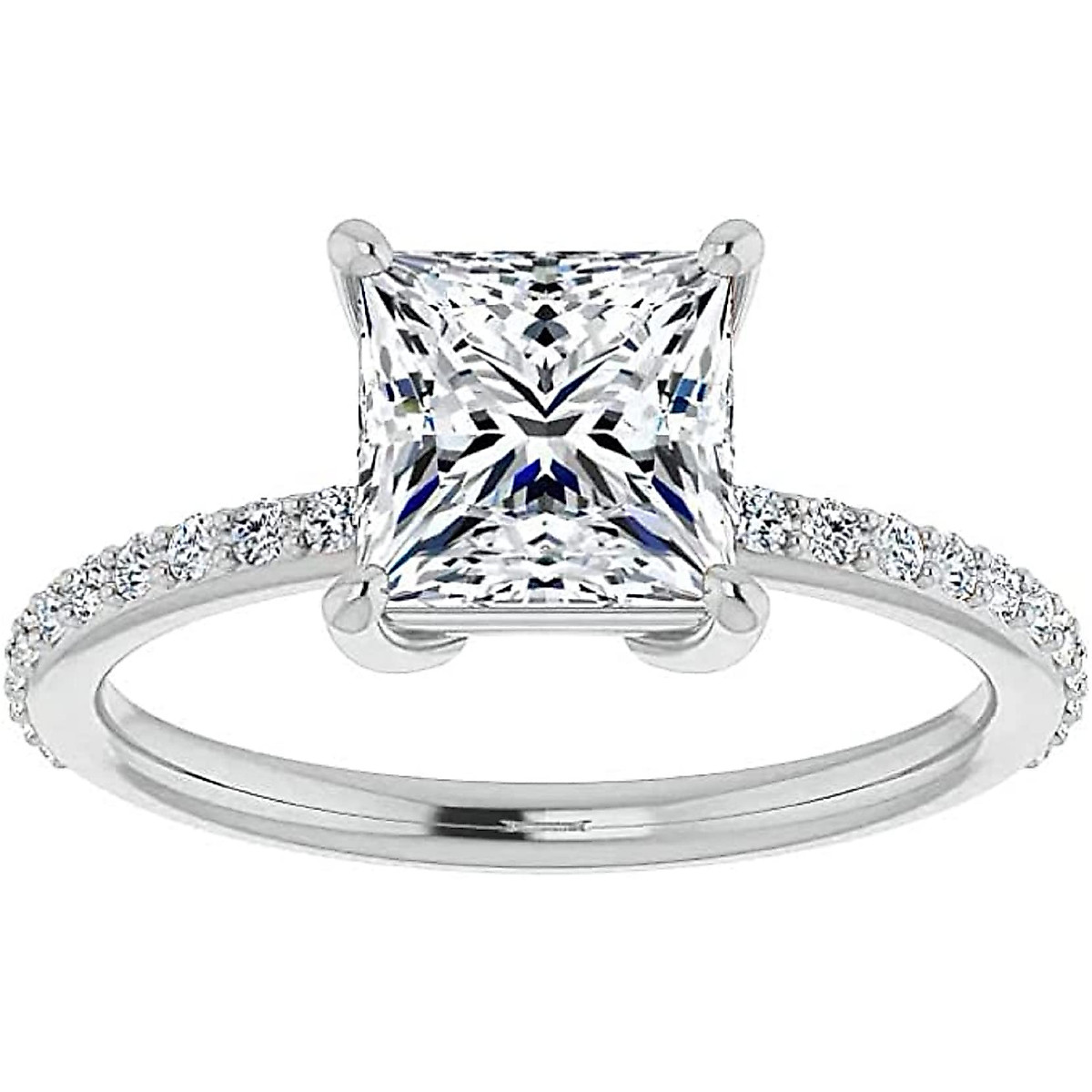 10K Solid White Gold Handmade Engagement Rings 2.0 Ct Princess Cut Moissanite Diamond Solitaire Wedding Bridal Ring Set For Women Her Propose Ring By Moissanite Gems (7)