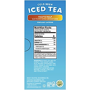 Celestial Seasonings Cold Brew Iced Tea, Half and Half Iced Black Tea and Lemonade, Contains Caffeine, 18 Tea Bags per bag (Pack of 6)