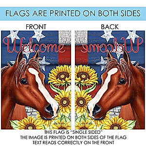 Toland Home Garden 1112217 Sunflower Horse Patriotic Flag 12x18 Inch Double Sided Patriotic Garden Flag for Outdoor House Flower Horse Flag Yard Decoration