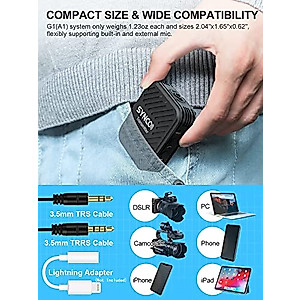 SYNCO Wireless Lavalier Microphones & Systems, G1(A1) 2.4GHz 1 Transmitter & 1 Receiver Lapel Mic for Vlog Streaming YouTube for DSLR Camera Smartphone Tablet, Wireless-Camera-Lav-Microphone-System