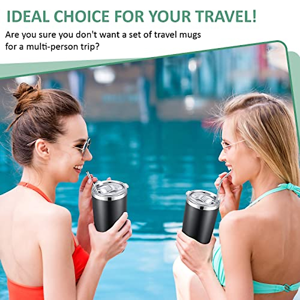 SEEWEY 24 Pack Insulated Travel Tumblers 20oz Tumbler Double Wall Vacuum Travel Mug with Lid and Straw Stainless Steel Double Wall Coffee Cups Powder Coated Coffee Mug for Cold and Hot Drinks (Black)