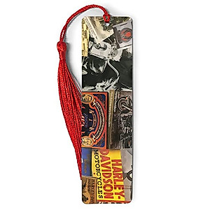 Bookmarks Metal Ruler Harley Bookography Davidson Measure Collage Tassels Bookworm for Book Bibliophile Reading Markers Gift Bookmark Christmas Ornament