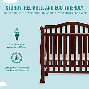 Dream On Me Addison 4-in-1 Convertible Mini Crib in Espresso, Greenguard Gold Certified, Non-Toxic Finishes, Built of New Zealand Pinewood, Comes with 1” Mattress Pad