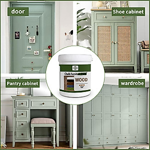 styleonme Waterbased Wood Paint Sage Green, Repair Kit Paint Household Self Brushing Paint, Furniture Renovation, Wood Door Paint Color Change, Furniture Paint (1kg/35oz, 50-80sq.ft, with tools)