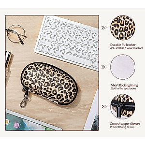 MoKo Unisex PU Protective Eyeglasses Case, Leopard, Zipper, 6.69x3.66x2.28in, 3.27oz