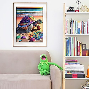 Buewutiry Turtle Diamond Painting Kits for Adults, 5D Diamond Art Kits for Adults, 12x16 Inch DIY Full Drill Diamond Dots Paintings Craft for Home Wall Art Decor