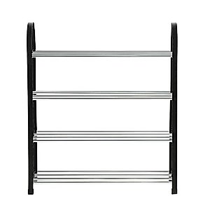 Biitfuu 4 Tiers Shoe Racks, Standing Shoe Rack Slippers Shelf Plastic Aluminum Large Capacity Slim Shoe Organizer