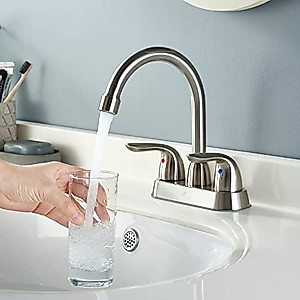 3 Hole, 4-Inch, 2-Handle Bathroom Sink Faucet, Brushed Nickel Bathroom Faucet, Lead-Free Faucet for RV Bathroom Faucet