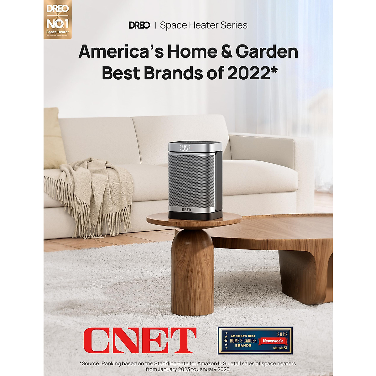 Dreo Space Heaters for Indoor Use, Atom One Portable Heater with 70°Oscillation, 1500W PTC Electric Heater with Thermostat, Fast Safety Heat, Remote, 1-12h Timer, Upgraded Small Heater for Office Home