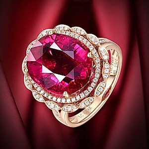 shiYsRL Exquisite Jewelry Ring Love Rings Luxury Women Faux Pigeon Blood Ruby Adjustable Finger Ring Wedding Jewelry Gift Wedding Band Best Gifts for Love with Valentine's Day - Rose Gold