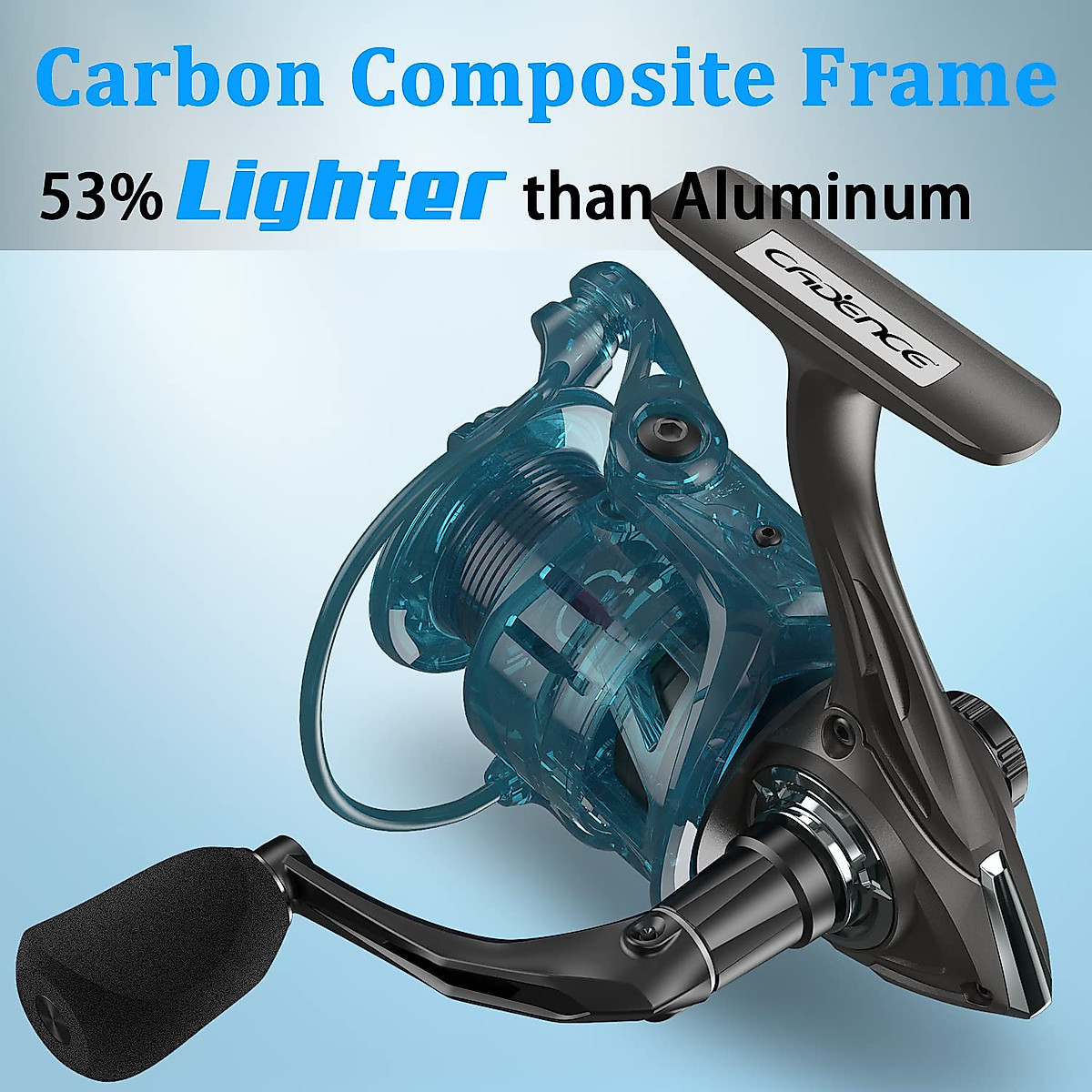 Cadence Essence Spinning Reel, Lightweight Carbon Frame and Side Plates, 9 + 1 Durable & Corrosion Resistant Ball Bearing System, Smooth and Powerful Drag