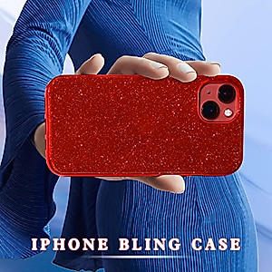 MATEPROX Compatible with iPhone 14 Case Bling Sparkle Cute Girls Women Protective Cases Cover for iPhone 14 6.1" 2022 (Red)