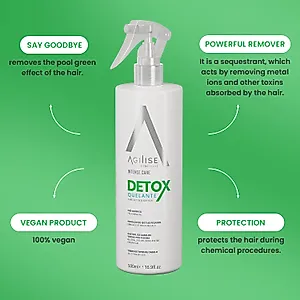 Pre Chemical Chelating Detox - Neutralizes Chlorine-Tinted Green Hair, Hair Products for Women, Intense Cleansing Treatment to Remove Buildup - VEGAN, Coconut Oil - 16.9fl.oz/500ml - AGILISE