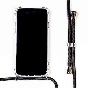 KILUCASE Smartphone Necklace - Clear Protective Anti-Shock Case with Lanyard Strap Cord in Charcoal Grey (Compatible with iPhone 11Pro)