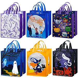 JOYIN 12 Halloween Large Treat Goody Tote Bags 17” x 15” for Halloween Trick or Treat Candy Bags, Gift Goodie Bags, School Classroom Bags, Party Favor Supplies