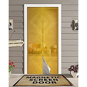 ZOE GARDEN Geometry Magnetic Screen Door for Sliding/Single/French Doors, Self Sealing Magnets Patio Door Screen Heavy Duty Mesh Curtain, Modern Minimalist Abstract Lattice