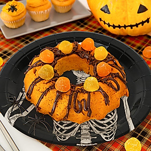 AnyDesign Halloween Paper Plates Disposable Spooky Skeleton Plates 9 Inch Decorative Tableware Dessert Plates for Holiday Party Decor Supplies, 24Pcs