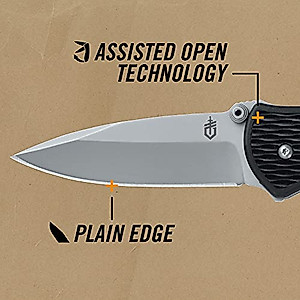 Gerber Gear 22-47162N Fast Draw Folding Assisted Opening Pocket Knife, Fine Edge, Black