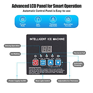 Commercial Ice Maker Machine 300lbs/24H, with 100lbs Ice Storage Capacity, Under Counter Stainless Steel Ice Machine, Self Cleaning, Freestanding Industrial Ice Maker with Ice Scoop, Self-Cleaning