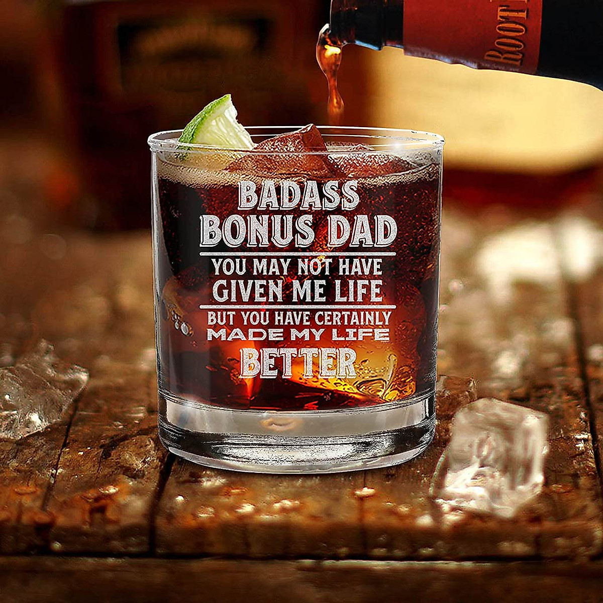 shop4ever Stepdad You May Not Have Given Me Life But You Certainly Made My Life Better Engraved Whiskey Glass, Father's Day Gift 11 oz.