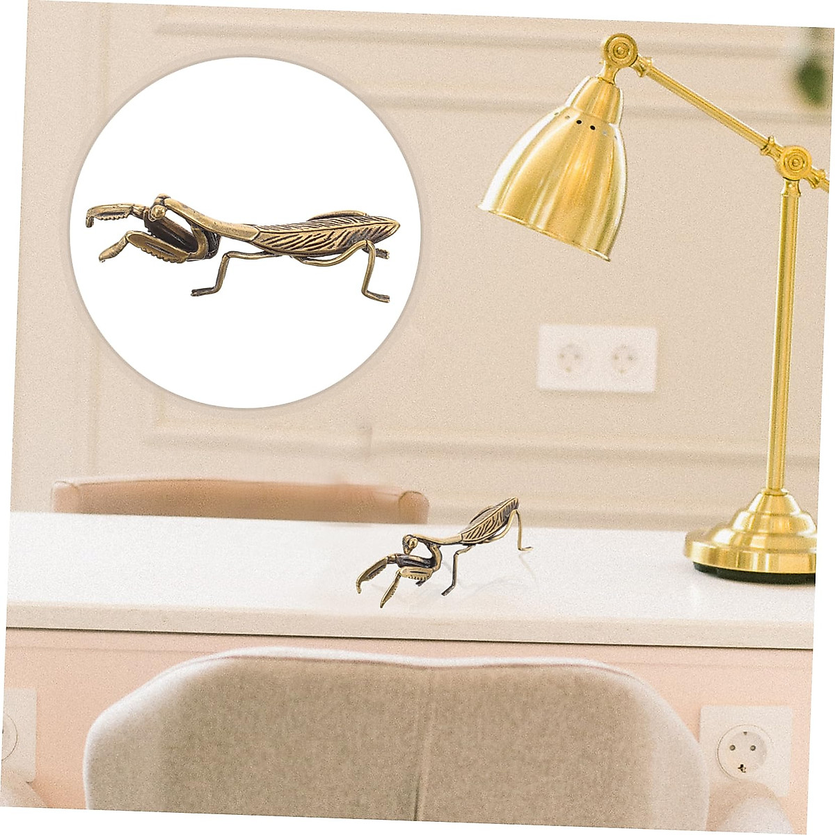 Yardenfun Praying Mantis Miniature Crab Figurine Mantis Statue Mini Fairy Garden Animal Mini Mantis Model Delicate Mantis Craft Animal Decor Creative Mantis Decoration Desktop Decor Copper