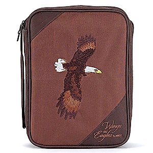 Brown Eagles Reinforced Polyester Bible Cover Case with Handle, X-Large