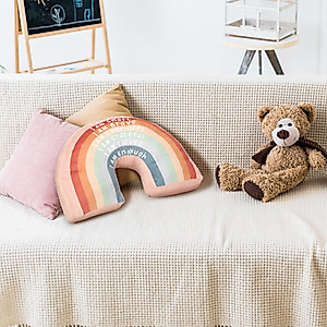 Menkxi Rainbow Throw Pillow Boho Classroom Reading Corner Throw Pillow for Girls Kids Book Center Daily Affirmations Pillow Cushion Arch Shaped Motivational Home Bedroom Playroom Decor(Classic)