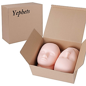 Yephets Pro Training Mannequin Flat Head Practice Make Up Eye Lashes Eyelash Extensions,Practice Training Head Manikin Cosmetology Mannequin Doll Face Head-2 Pack