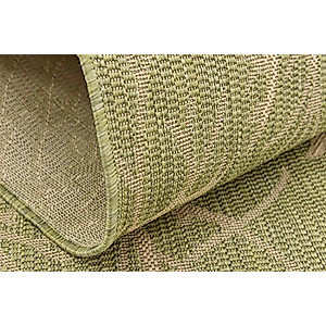 Unique Loom Collection Coastal, Branches, Botanical, Indoor and Outdoor Area Rug, 4 ft x 6 ft, Light Green/Beige