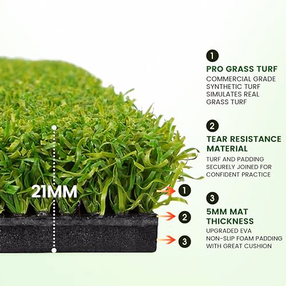 ToVii Golf Hitting Mat, 5x4ft Golf Mat, Golf Turf Practice Mat for Indoor & Outdoor, Golf Matt with 9 Golf Tees 6 Golf Balls 20 Golf Impact Tapes (5'X4' Thickened-24mm Style Includes Golf Ball Tray)