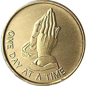 One Day At a Time Praying Hands with the Serenity Prayer- Bronze Medallion
