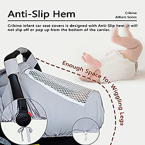 Cribino Car Seat Covers for Babies, Infant Car seat Cover, Canopy with Breathable Peekaboo, Pivacy Sun Shade & Bug Net for Newborn, Carrier Covers for Boys Girls Spring Summer Baby Shower Gifts(Grey)