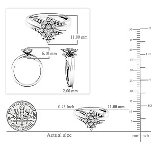 Dazzlingrock Collection 0.10 Carat (ctw) 10K Round White Diamond Ladies Cluster Flower Ring 1/10 CT, White Gold, Size 8.5