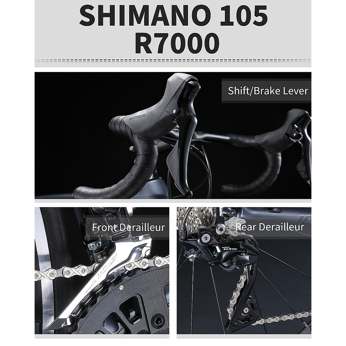 KOOTU Carbon Road Bike,700C Wheels Commuter Bicycle for Men and Women,Racing Bicycle with Shimano 105 R7000 22S Speeds Groupset Ultra-Light Bicycle