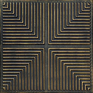 A la Maison Ceilings R06 Pyramid Illusion Foam Glue-up Ceiling Tile (21.6 sq. ft./Case), Pack of 8, Black Brass