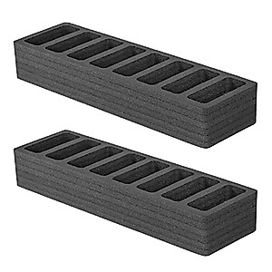 Polar Whale 2 Compact Organizer Stands Premium Durable Black Foam Tray Washable Waterproof Insert Storage for Home Bathroom Bedroom Cosmetic 13.7 x 4.1 x 2 Inches 8 Compartments