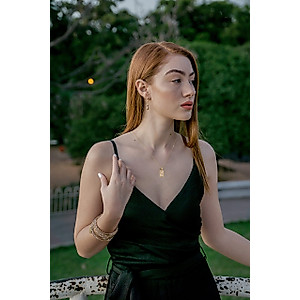 AYNN 18k Gold Plated 316L Stainless Steel Square Colorful Enamel Tarot Cards Pendant Necklace Jewelry Hypoallergenic (Lovers)