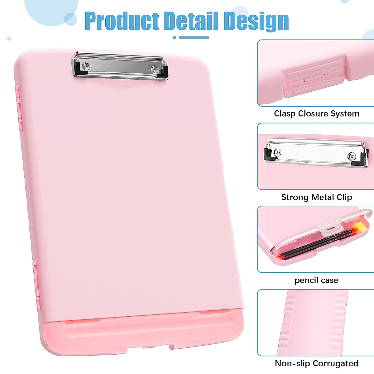 Hongri Clipboard with Storage with Pen Holder, Folder Nursing Clip Board 8.5 x 11 Foilo-Side Opening, High Capacity, Light Weight for Teachers, Classroom. Size 14 x 9.6 x 1.2 in(Pink)