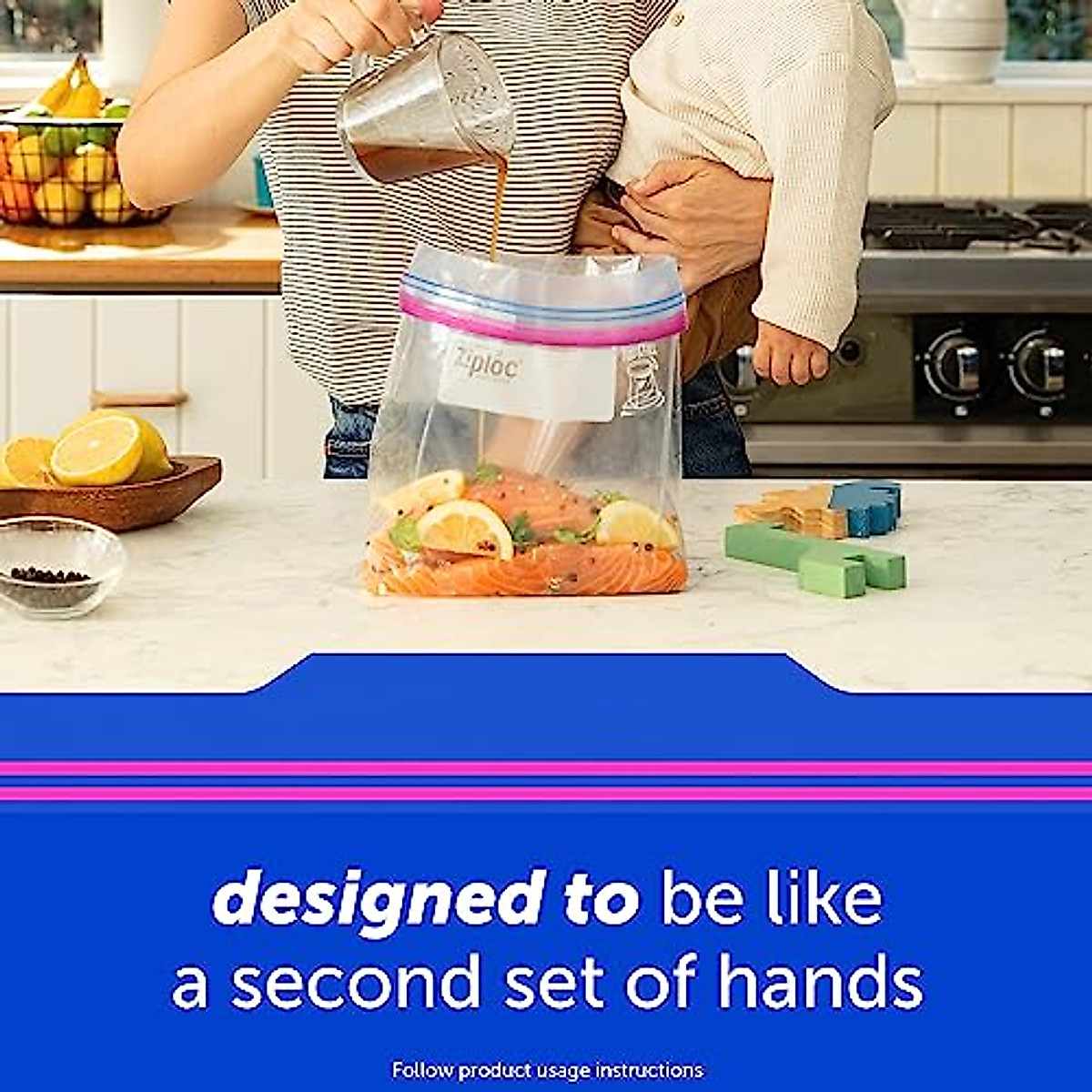 Ziploc Quart Food Storage Bags, Stay Open Design with Stand-Up Bottom, Easy to Fill, 24 Count