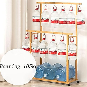 REROM Free Standing Coat Rack On Wheels,Bamboo Clothes Rails Garment Rails For Dress Pants Shoes Hats Easy Assembly Bedroom Floor Standing Garment Rack (Color : Log color, Size : 60cm)