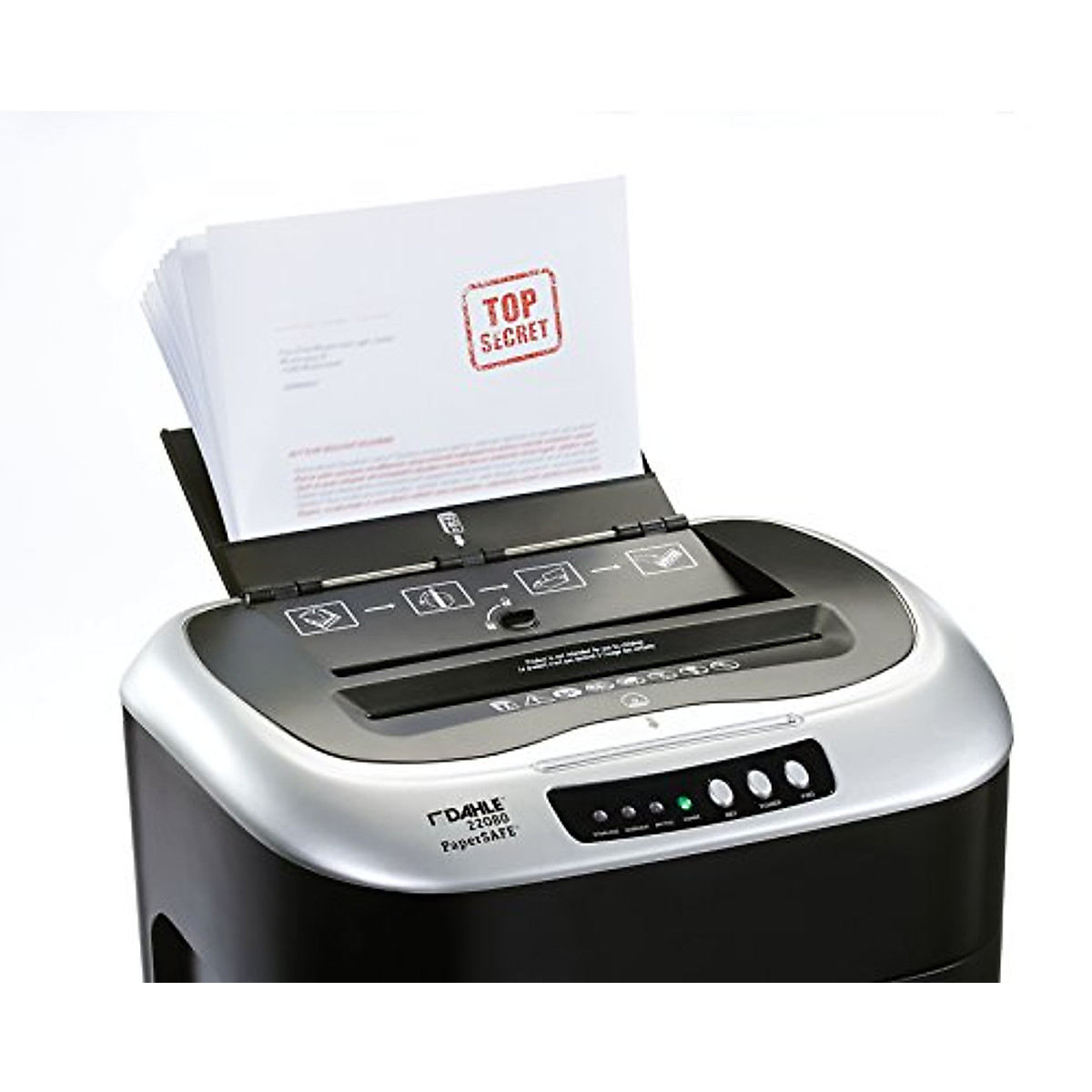 Dahle PaperSAFE 22080 Auto-Feed Paper Shredder, Oil Free, 80 Sheet Tray, Security Level P-4, Shreds CDs, Credit Cards & Paper Clips