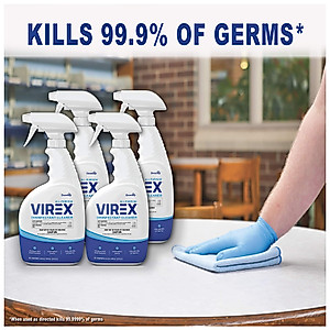 VIREX Diversey CBD540540 All Purpose Disinfectant Cleaner- Kills 99.9% of Germs and Eliminates Odors, Lemon Scent, Ready-to-Use Spray, 32-Ounce (Pack of 4)