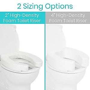 Vive Toilet Seat Cushion 2-Inch High Density Foam - Toilet Raised Donut Easy Clean Portable Cushioned Pad Bathroom Attachment - Elongated Raiser - Comfort, Support for Handicap, Adults, Tailbone Pain